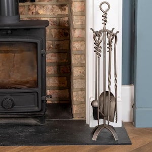 Wrought Iron Fireplace Tools Set - Pewter - Etsy