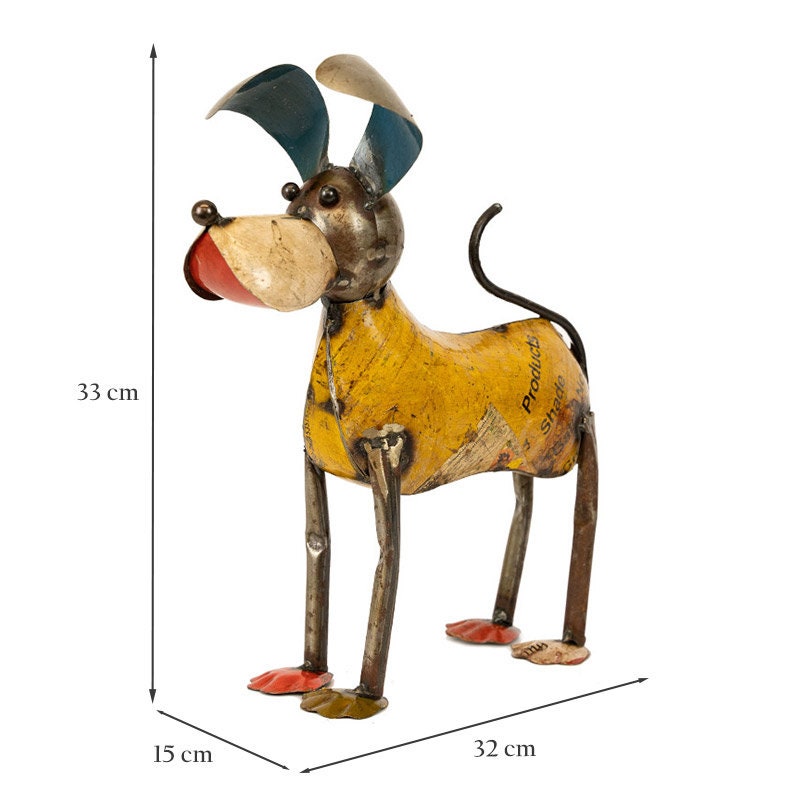 Standing Dog in Recycled Metal - Etsy