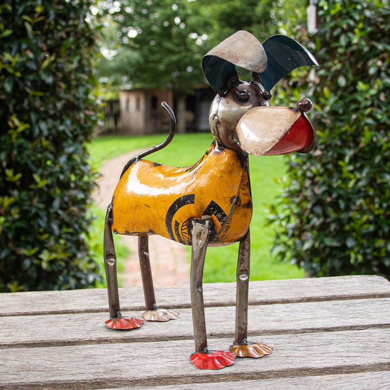 Standing Dog in Recycled Metal - Etsy