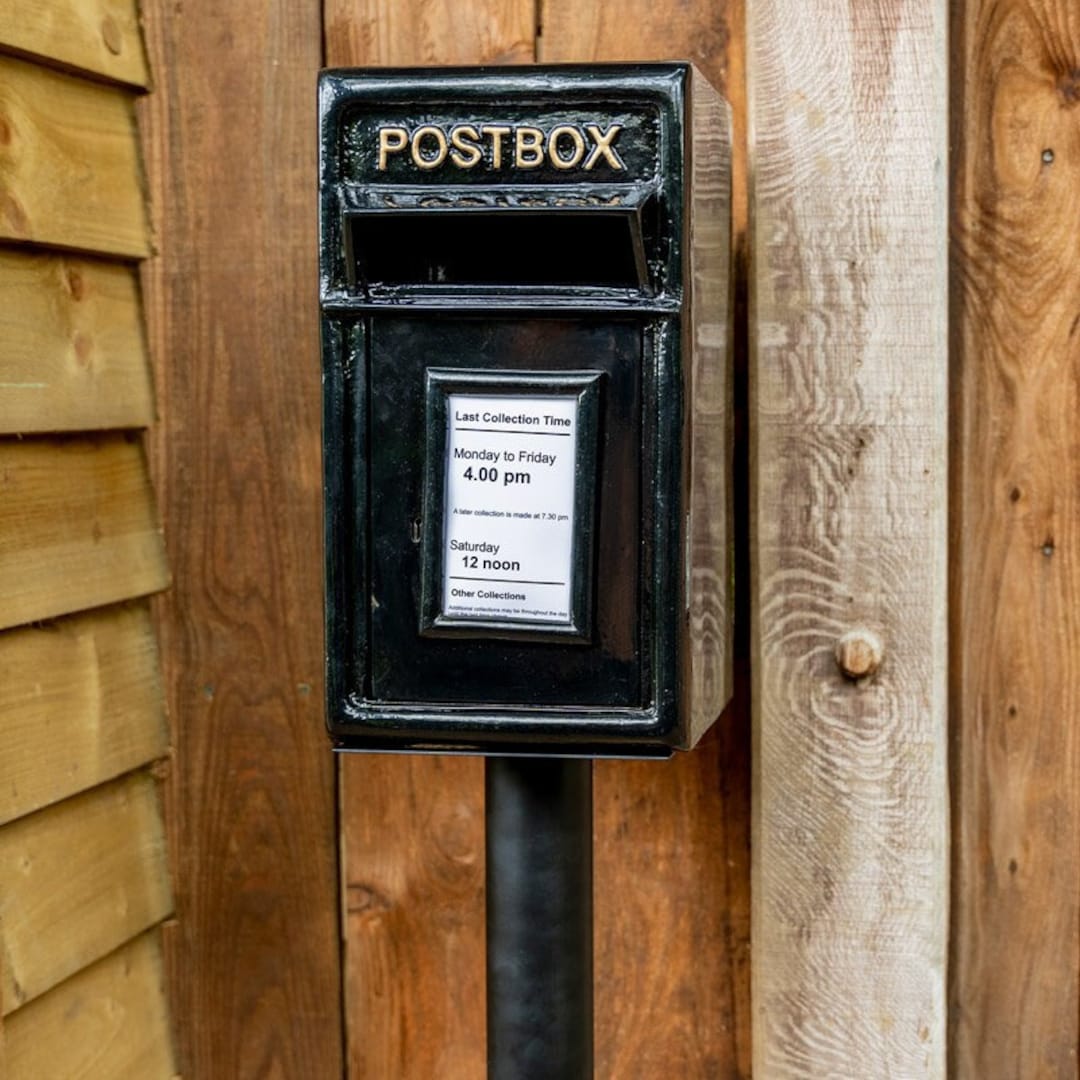 Black Metal Post Box Letterbox With Floor Stand - Etsy
