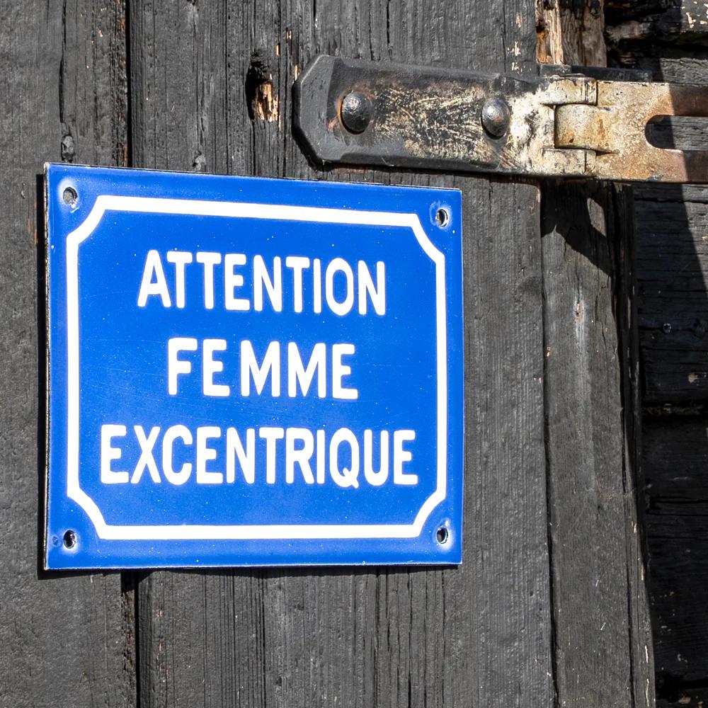 Classic French Enamel Sign Attention Femme Excentrique Decor - Etsy