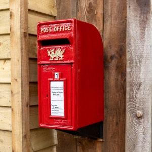 Welsh Cast Iron Royal Mail Red Post Box ER GR VR Letterbox Mailbox ...