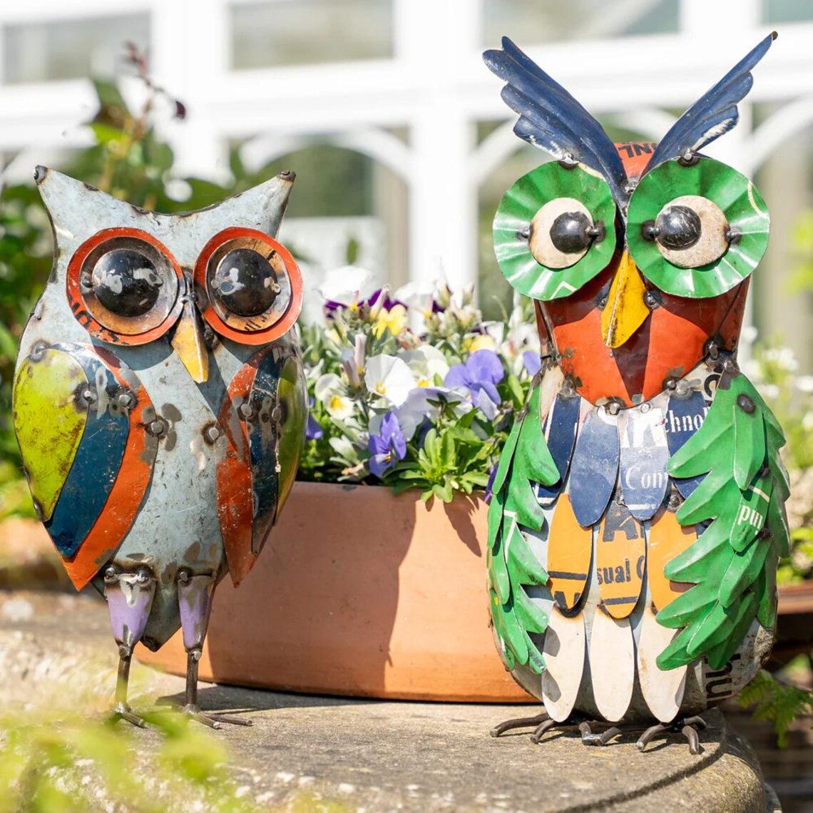 Upcycled Tin Owl Garden Statue/ornament (small) - Etsy