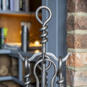 Wrought Iron Fireplace Tools Set - Pewter - Etsy