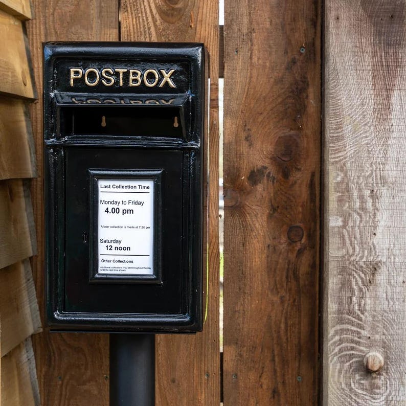 Black Metal Post Box Letterbox With Floor Stand - Etsy UK
