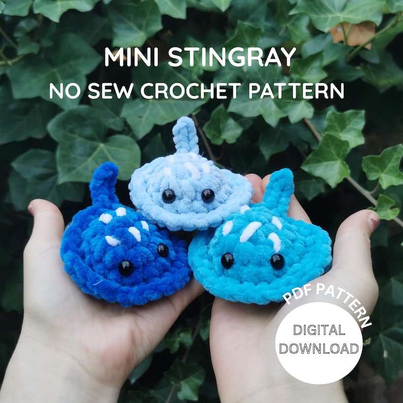 Mini Stingray Crochet Pattern – No Sew Amigurumi PDF, Quick and Easy ...
