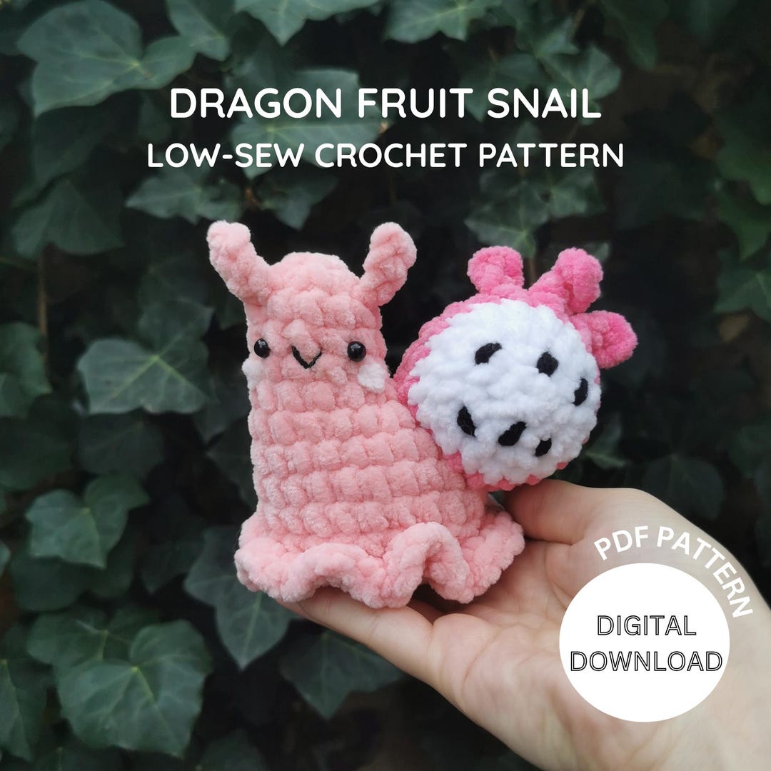 Dragon Fruit Snail Crochet Pattern: Kawaii Amigurumi PDF (low Sew ...