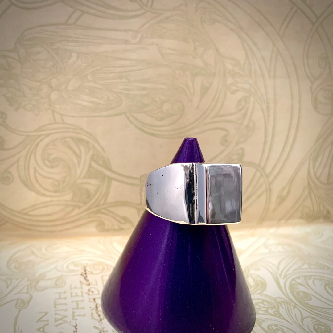 Tombstone Block Silver Signet Ring - Etsy