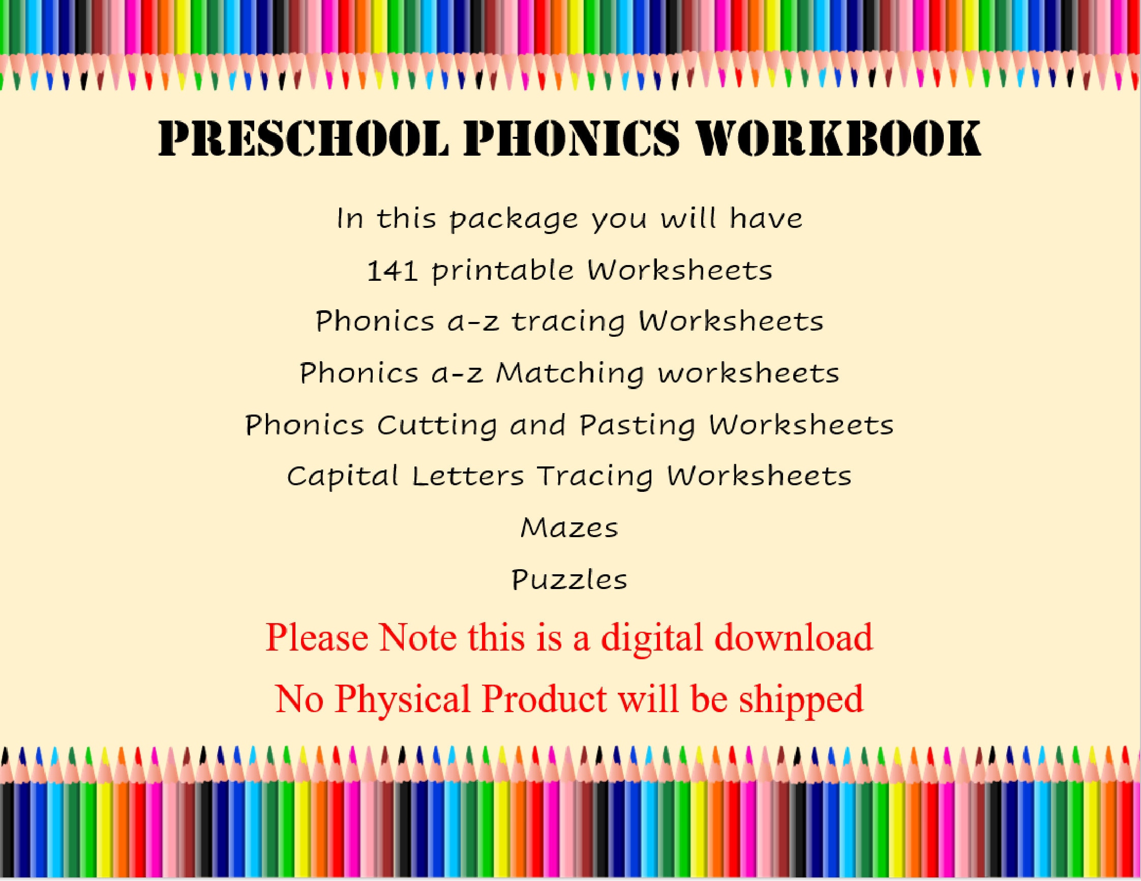 Preschool Phonics Worksheets Prek Workbook Early Years English ...