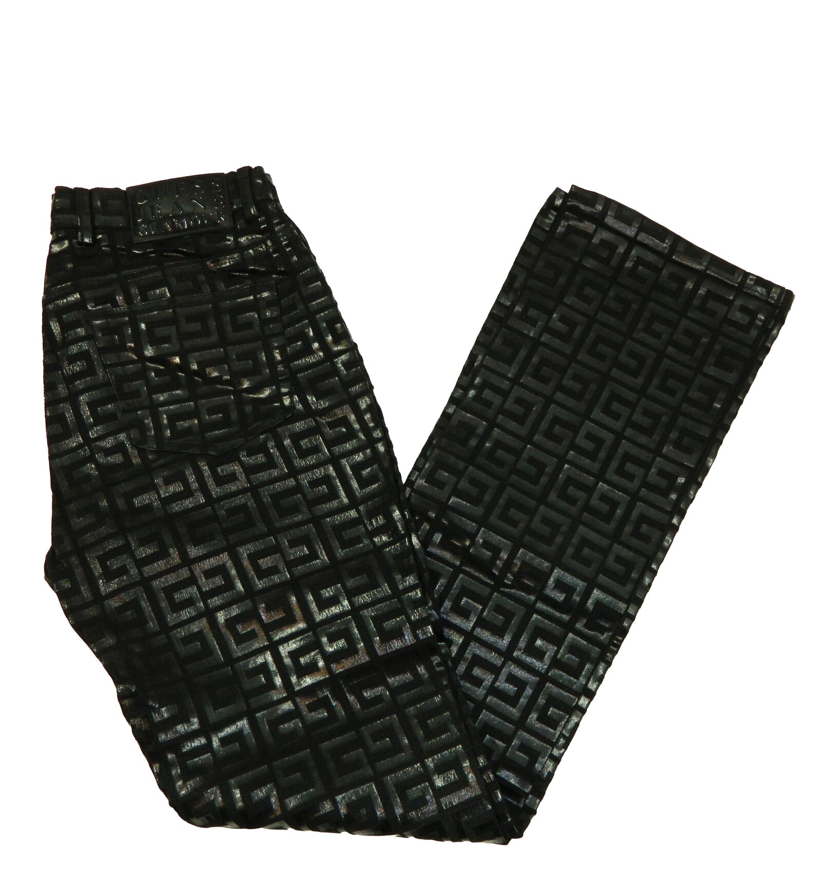 Women's Disco GUESS GLAMOUR Black Textured G Logo Jeans Tag 27 Measured ...