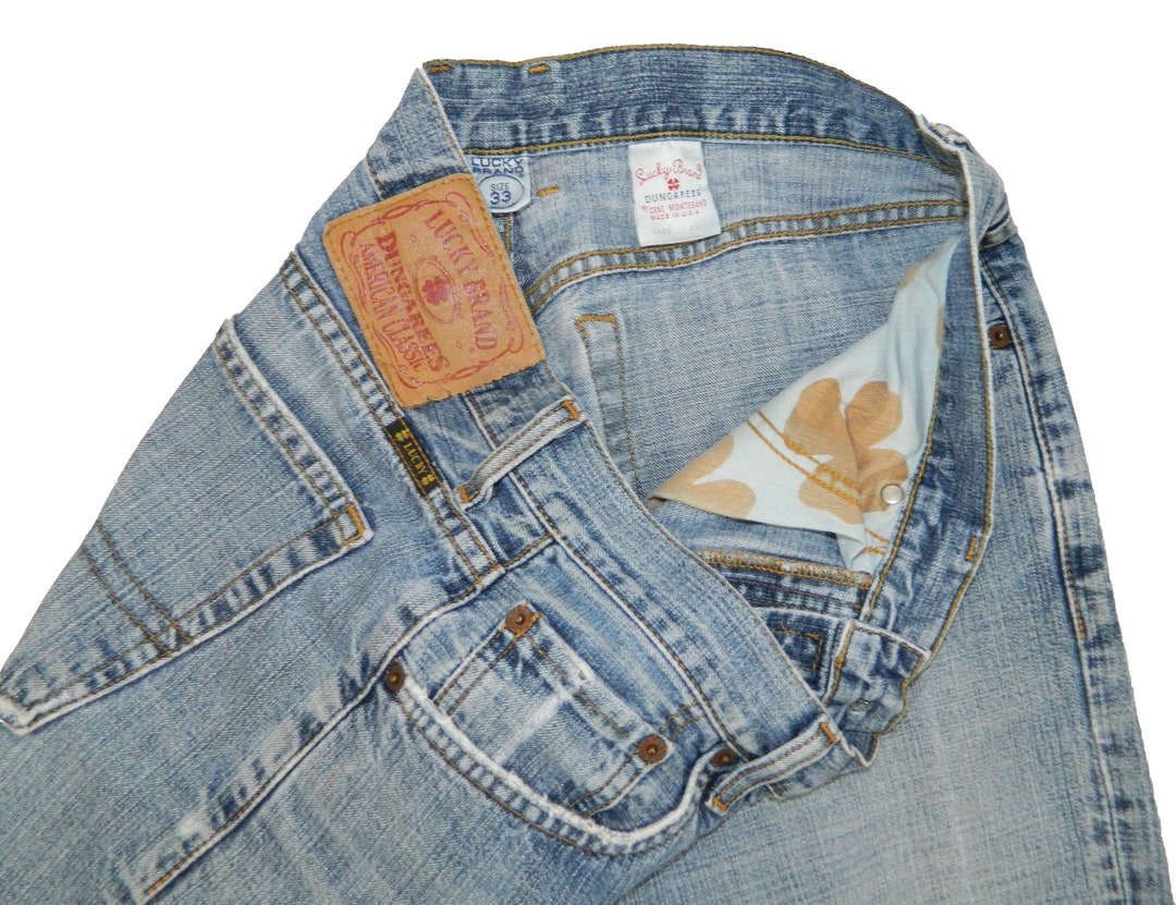 Lucky Brand Button Fly Relaxed USA Made Denim Blue Jeans Tag - Etsy