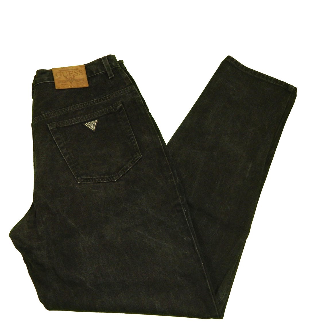 Men's GUESS 075 Pascal Loose Fit Tapered Leg Premium Denim Black Jeans ...