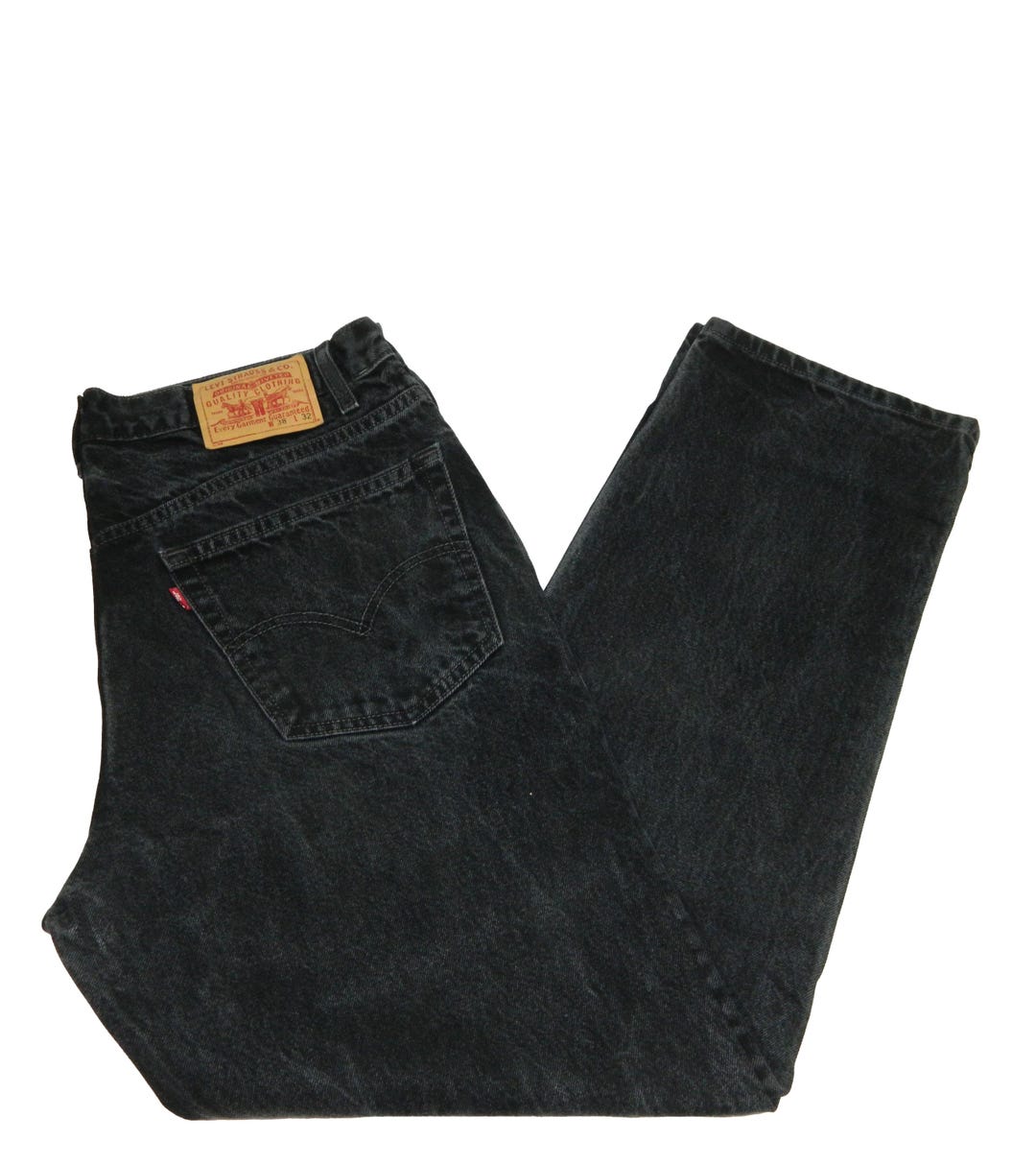 Men's Levi's 555 Relaxed Fit Straight Leg Premium Denim Black Jeans Tag ...