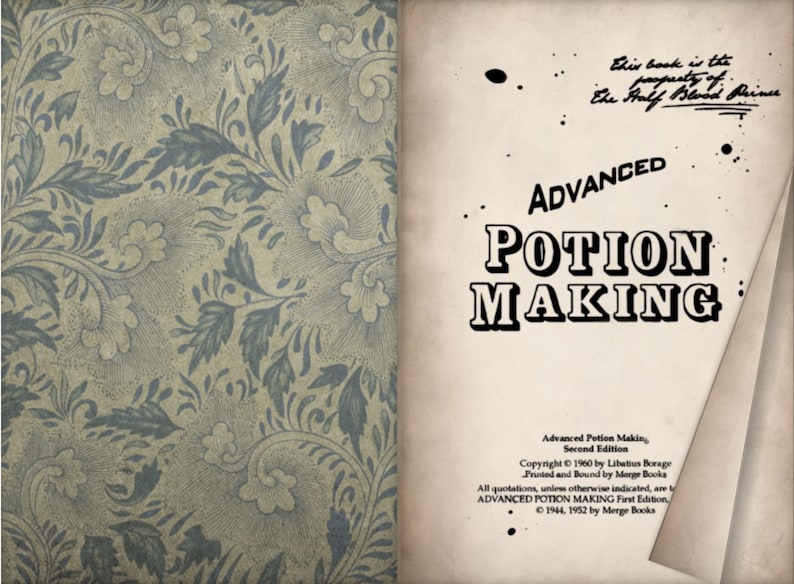 Advanced Potion Making Textbook (prop Replica From From HP6, HBP) - Etsy