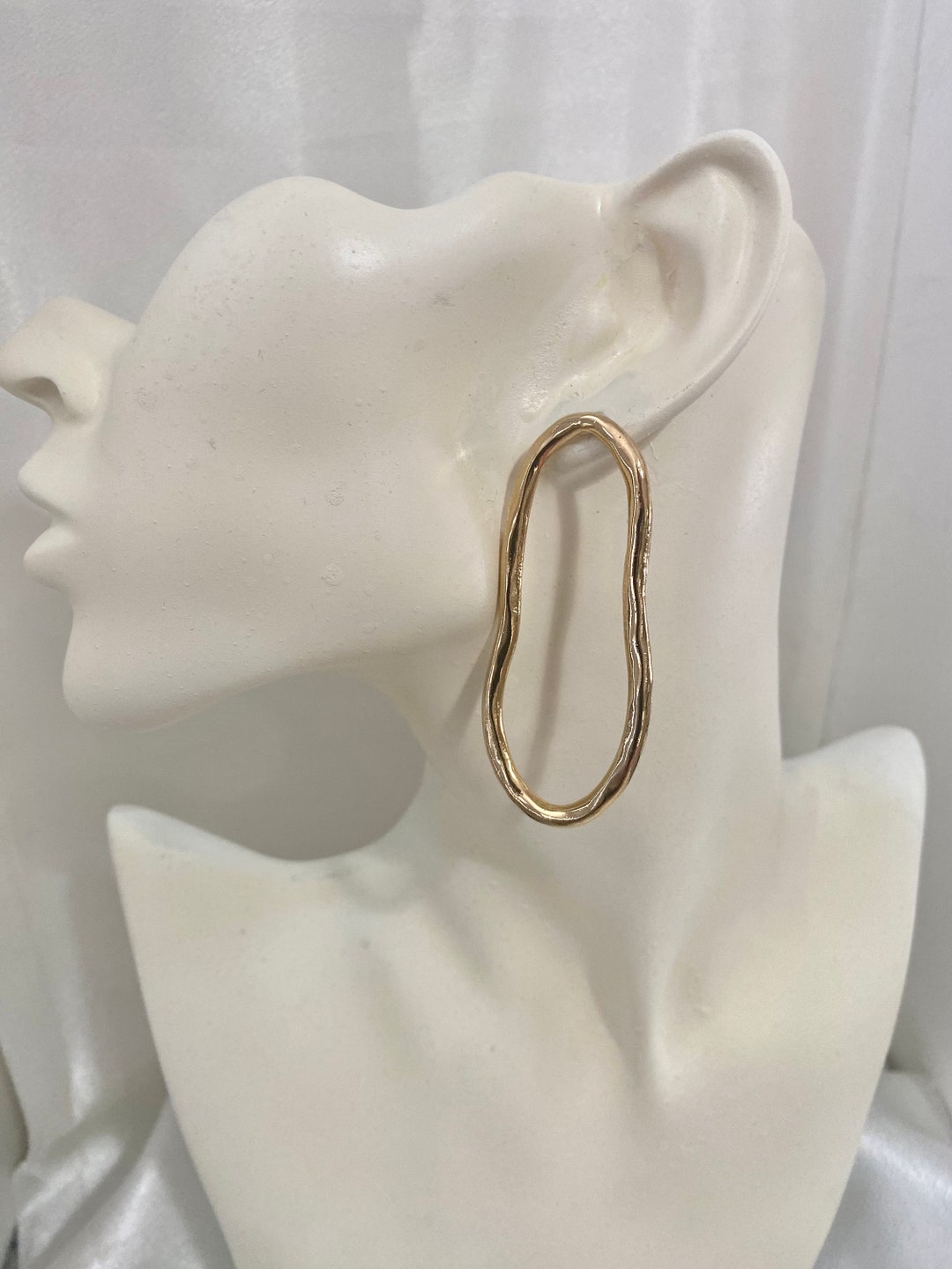 Made in USA Norma Jean Designs Vintage Pierced Gold Medium Hoop Loop Earrings.1"7/8"long - Etsy