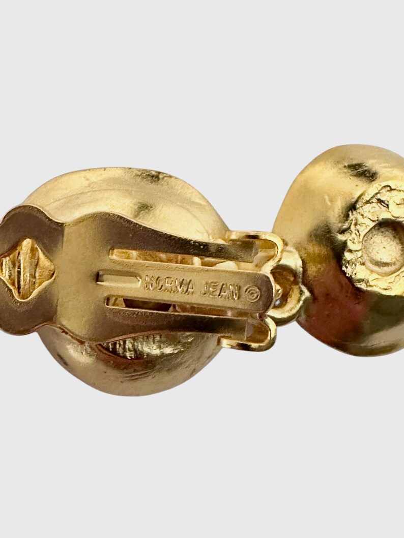 Norma Jean Designs Vintage Clip Gold Rose Earrings With Cultura Pearl ...