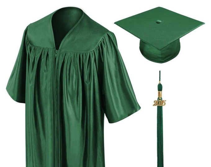Shiny Hunter Green Child Graduation Cap Gown and Tassel - Etsy