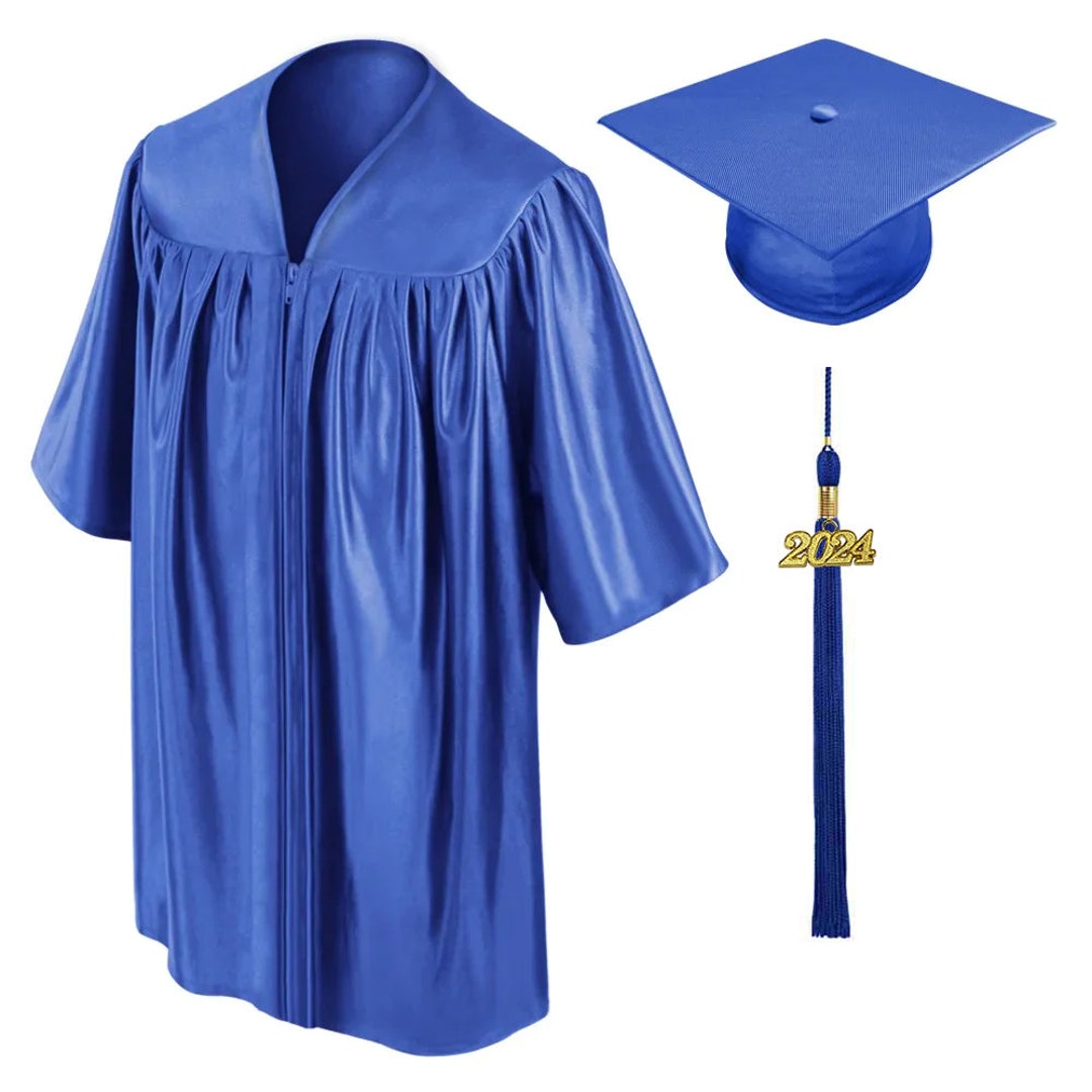 Shiny Royal Blue Child Graduation Cap, Gown and Tassel - Etsy