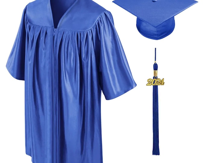 Shiny Royal Blue Child Graduation Cap, Gown and Tassel - Etsy