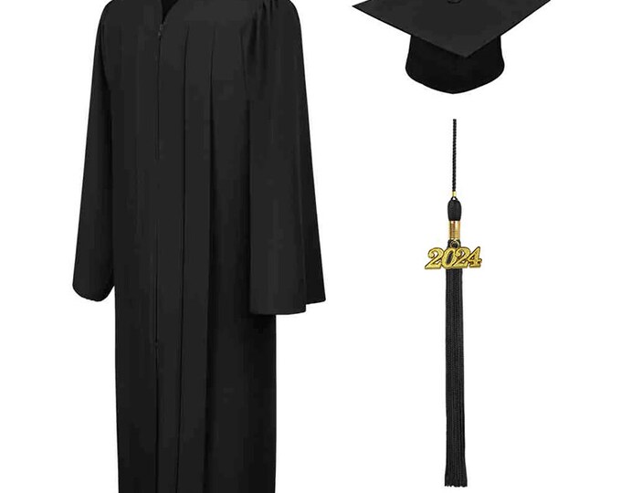 Matte Black Graduation Cap, Gown and Black Tassel - Etsy