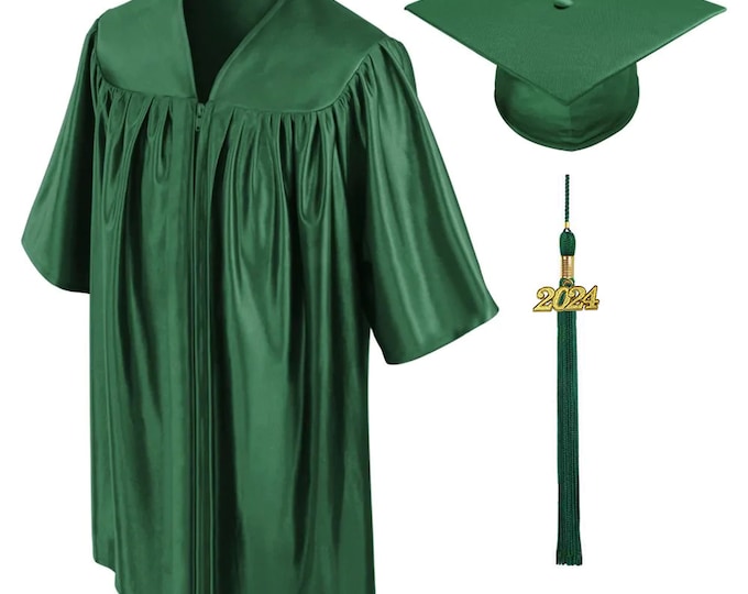 Shiny Hunter Green Child Graduation Cap, Gown and Tassel - Etsy