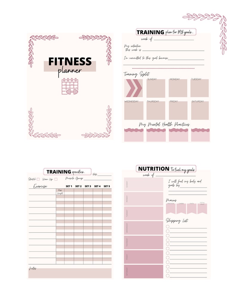 Fitness Planner Pack Printable | Workout, Weight Loss, Health ...