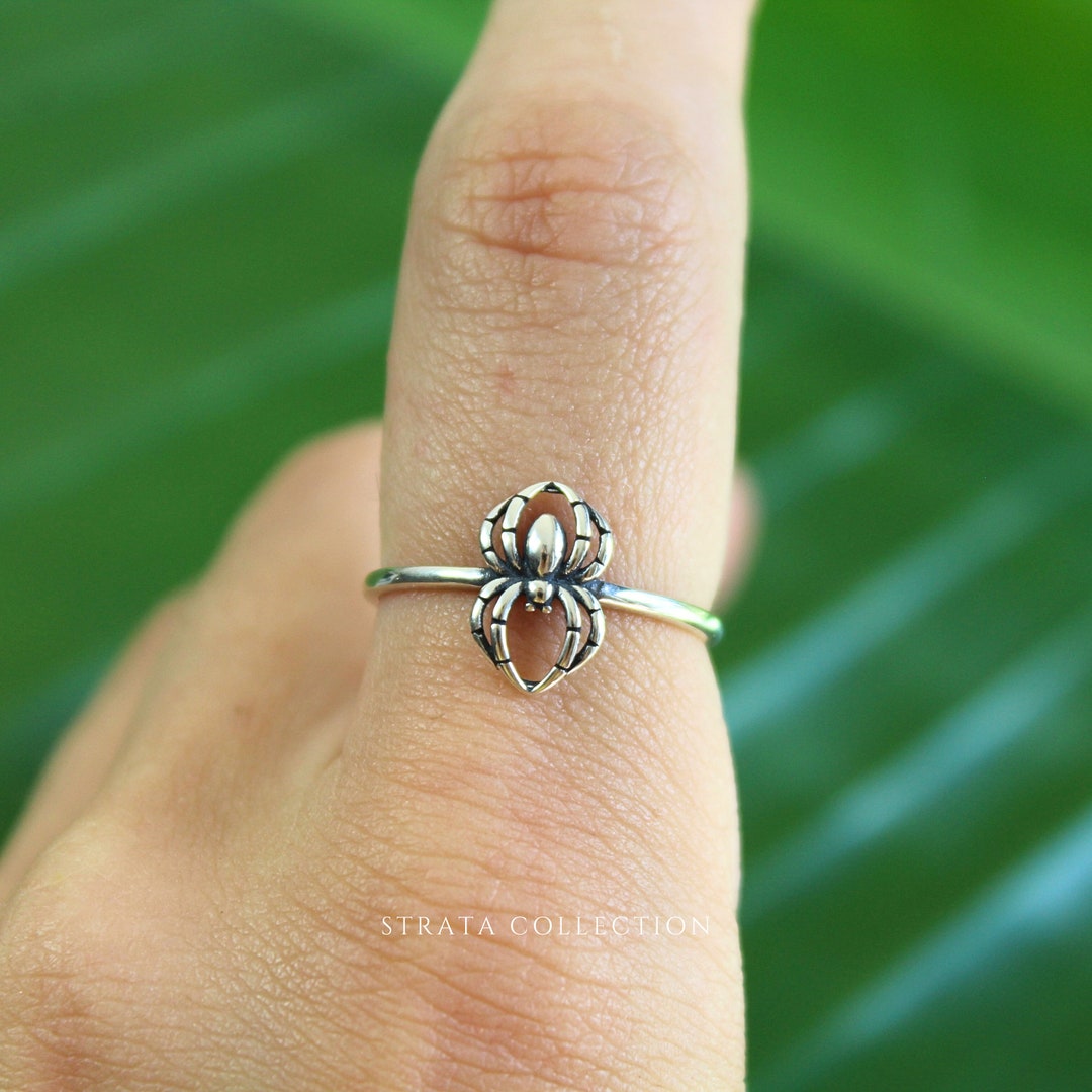 Sterling Silver Spider Ring - Gothic Thin Band 925 Silver Rings for ...