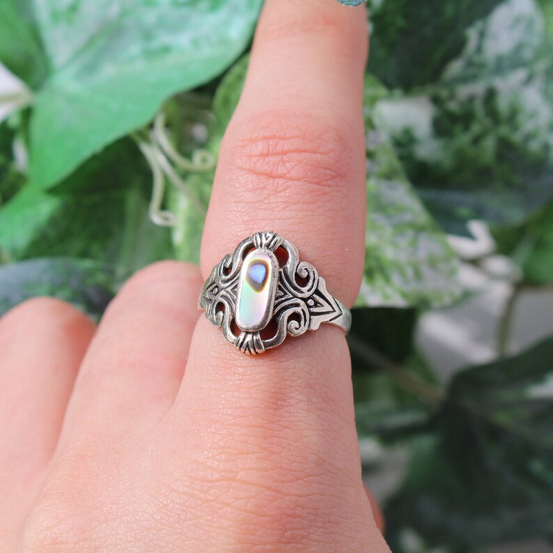Sterling Silver Aztec Abalone Shell Ring Abalone Shell 925 - Etsy