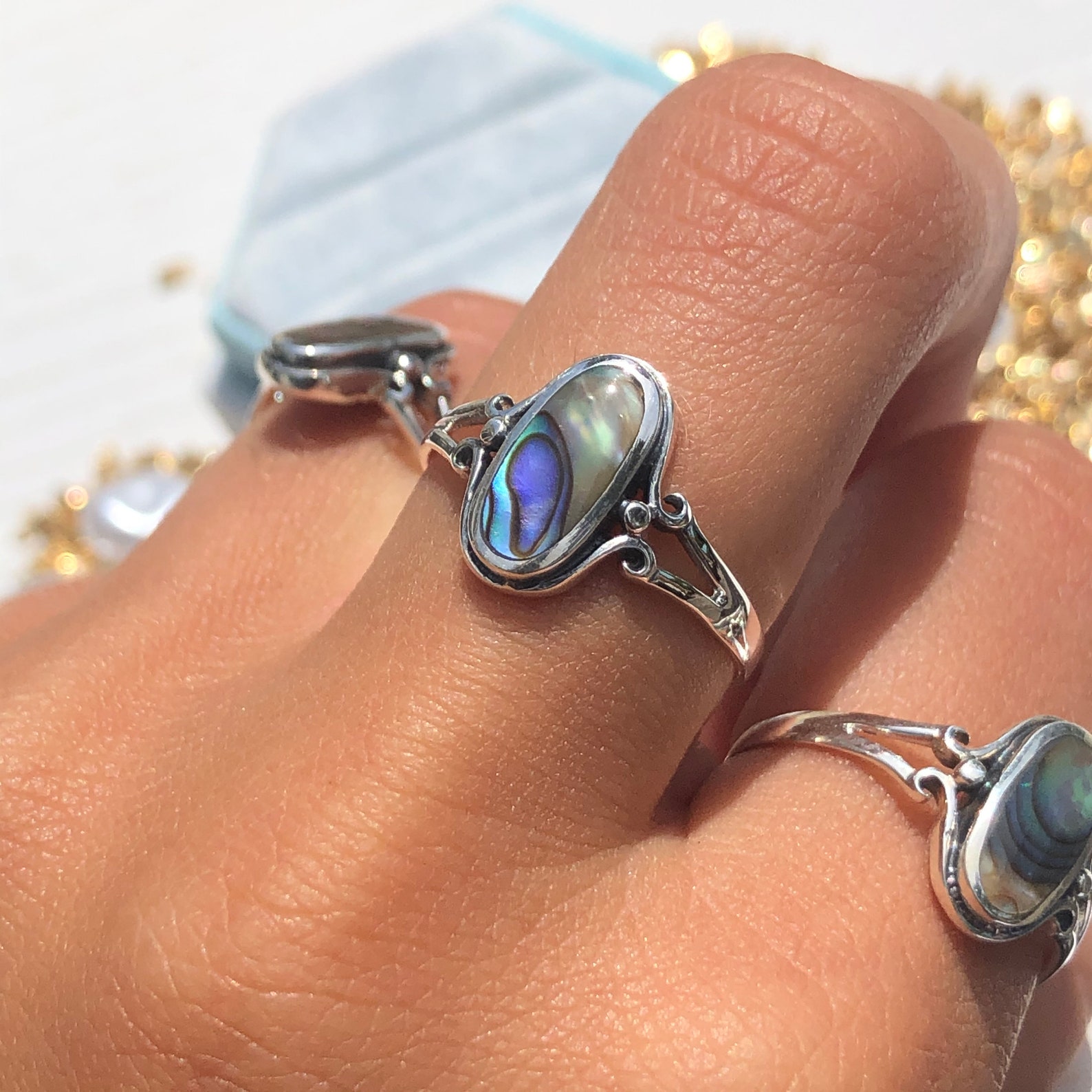 Sterling Silver Abalone Oval Ring Abalone Shell 925 Rings - Etsy UK