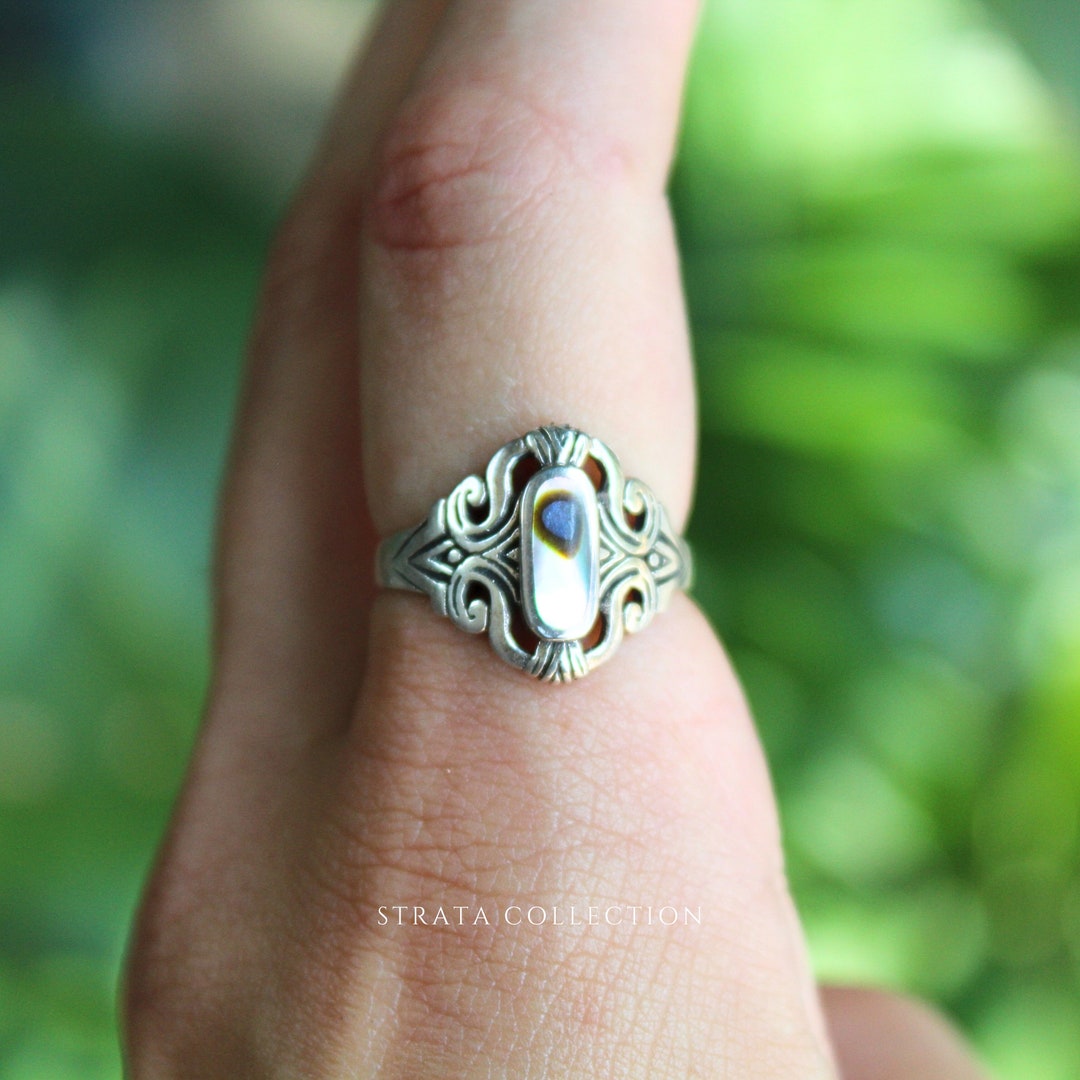 Sterling Silver Aztec Abalone Shell Ring - Abalone Shell 925 Rings for ...