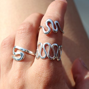 Sterling Silver Flat Wave Ring - Wavy 925 Silver Rings for Women ...