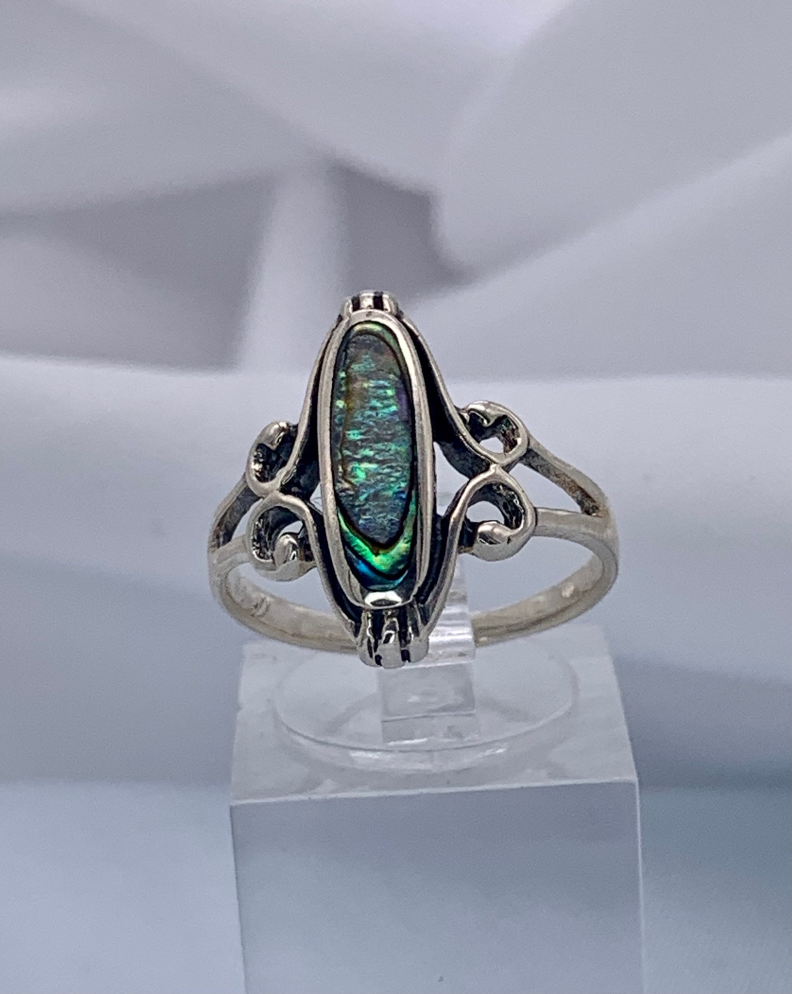 Sterling Silver Long Abalone Shell Ring Natural Abalone 925 | Etsy