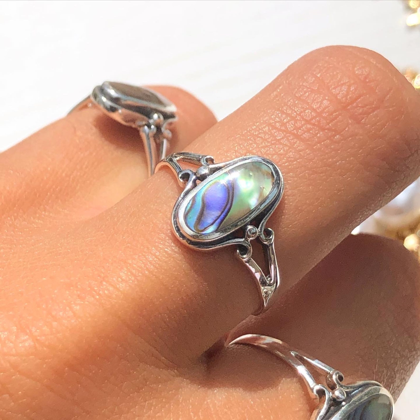 Sterling Silver Abalone Oval Ring Abalone Shell 925 Rings - Etsy UK