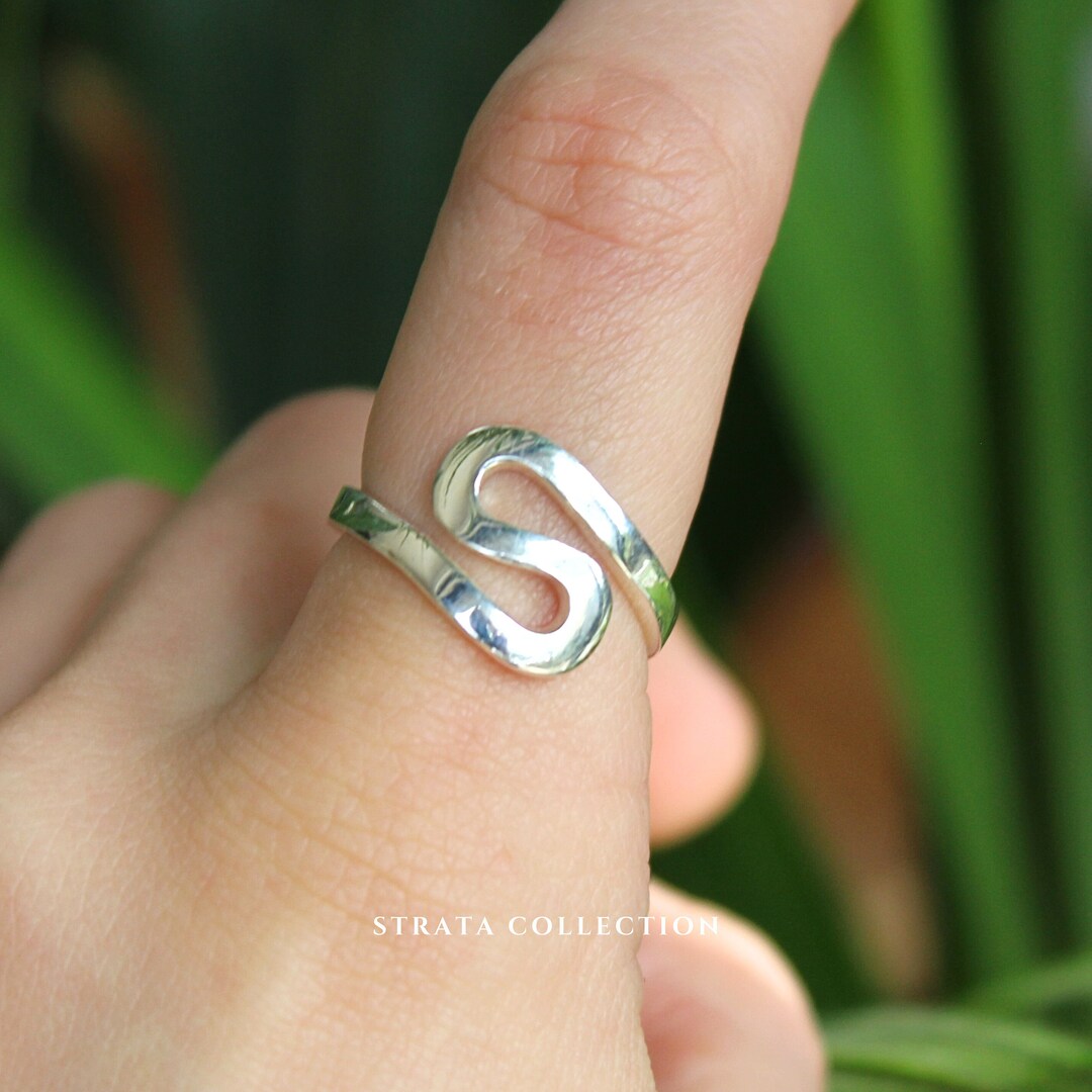 Sterling Silver Flat Wave Ring - Wavy 925 Silver Rings for Women ...