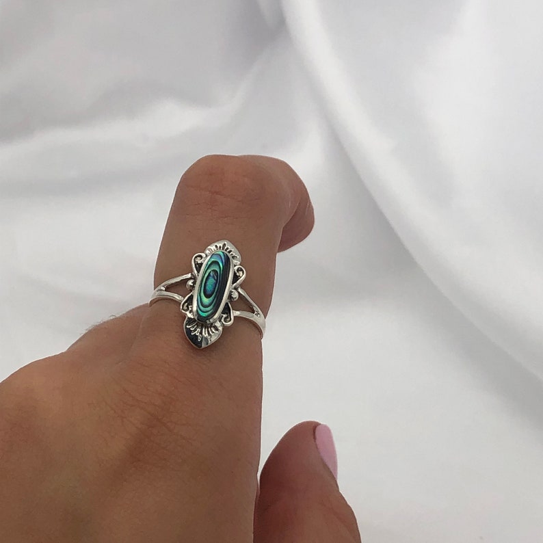 Sterling Silver Spade Abalone Shell Ring 925 Rings for Women - Etsy