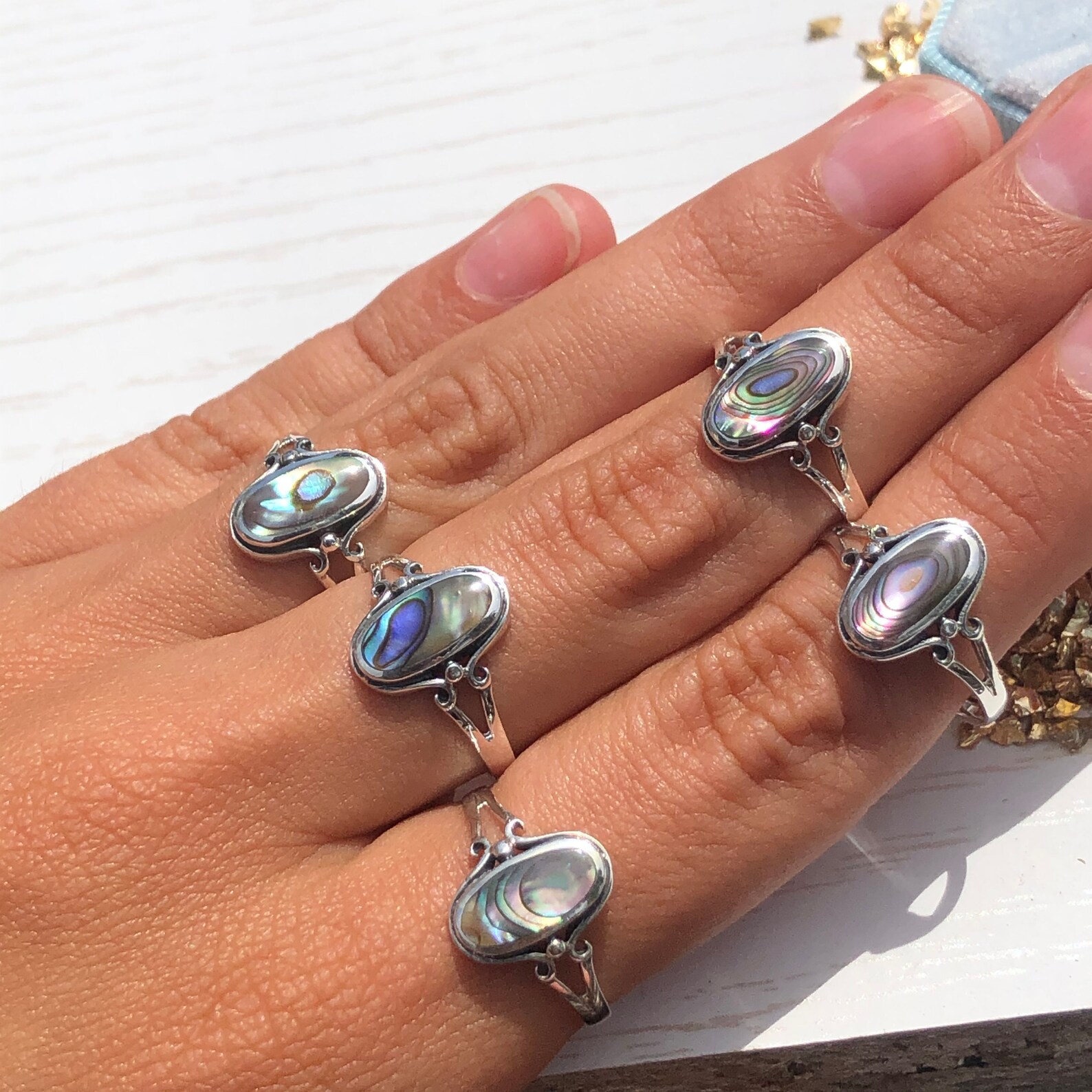 Sterling Silver Abalone Oval Ring Abalone Shell 925 Rings - Etsy UK