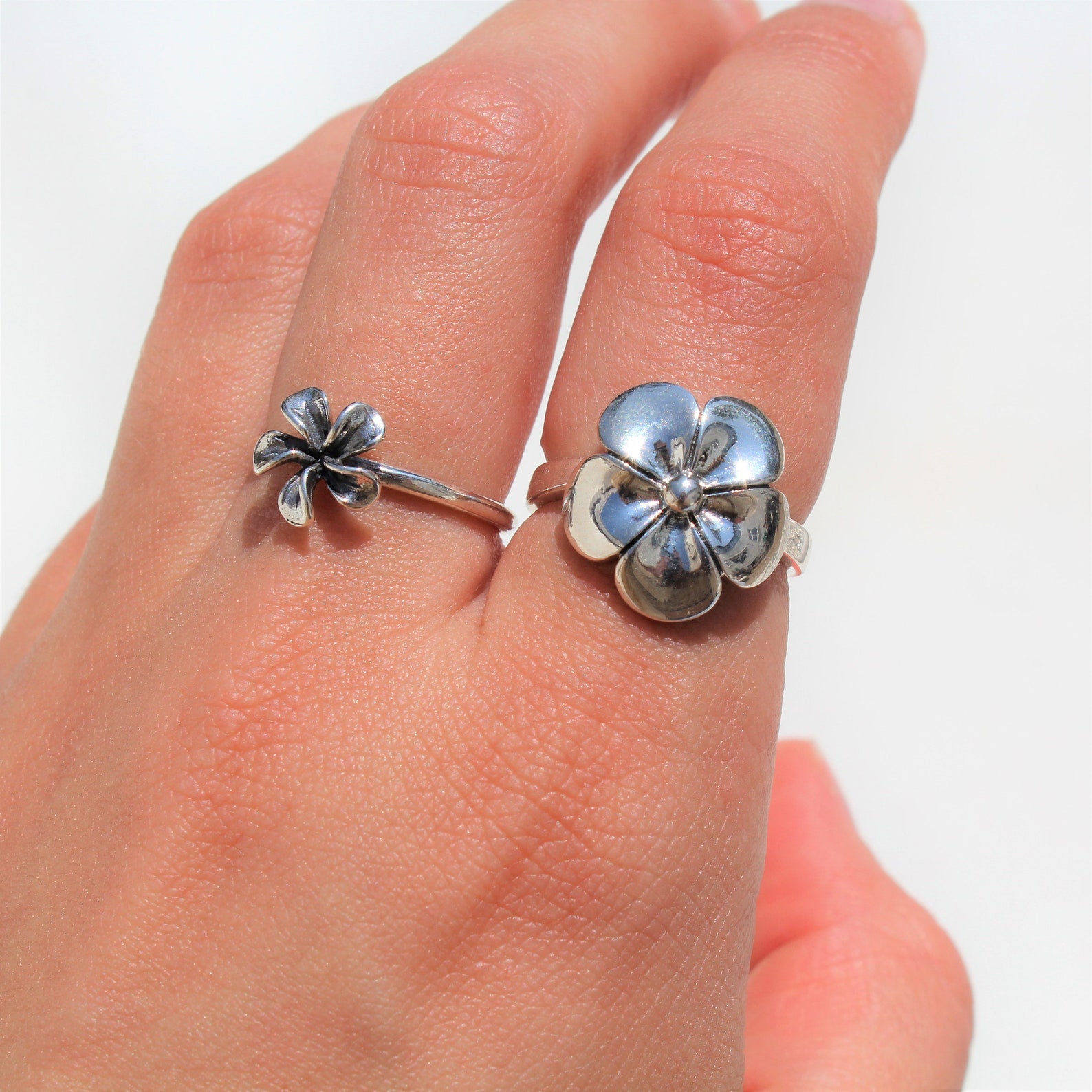 Sterling Silver Large Flower Hibiscus Hawaiian Ring Small - Etsy UK