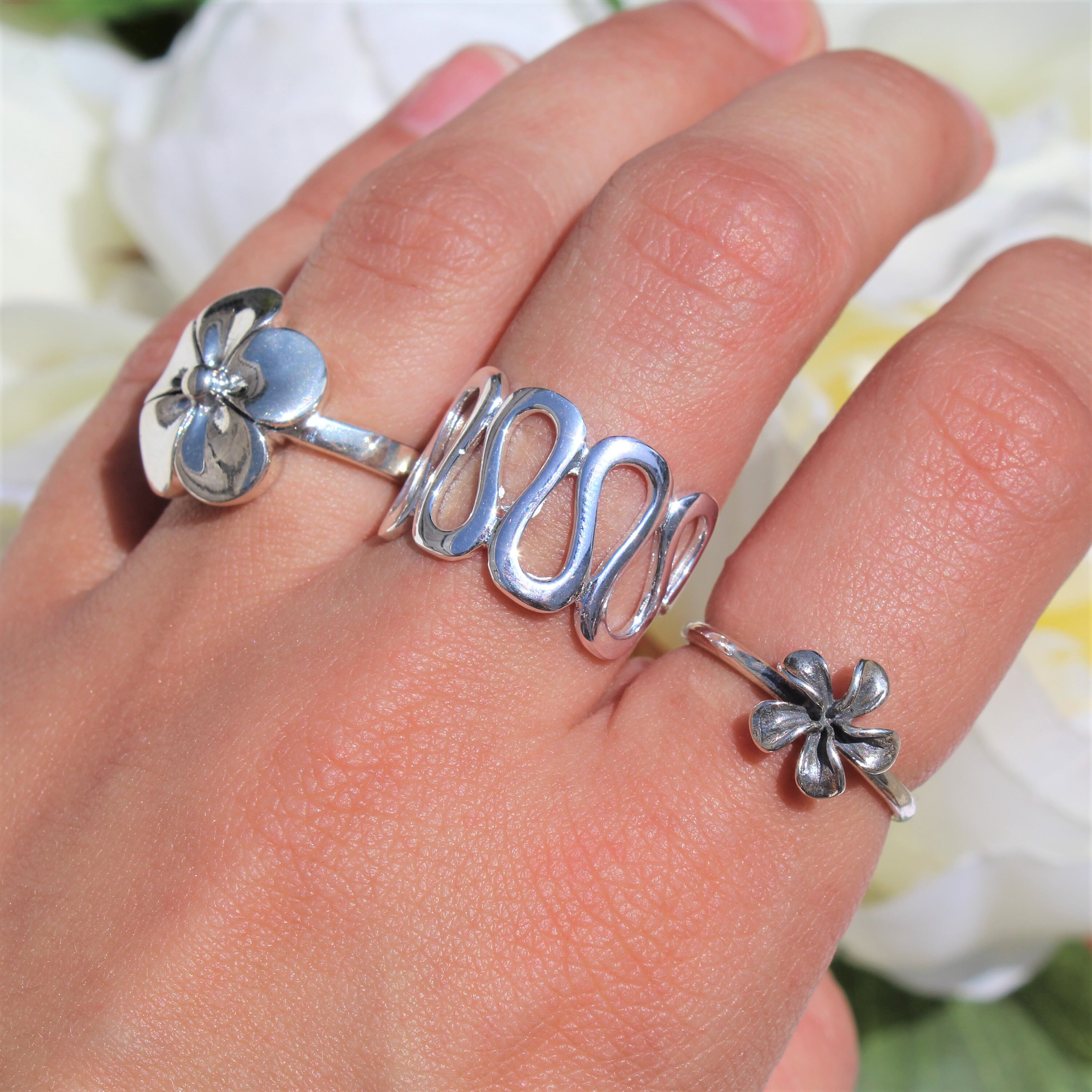 Sterling Silver Wavy Band Ring Dainty Wave Rings for women | Etsy