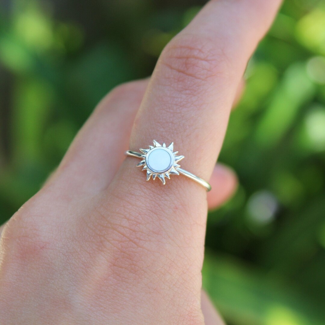 Sterling Silver Mother of Pearl Sun Solstice Ring White Pearl Shell 925 ...