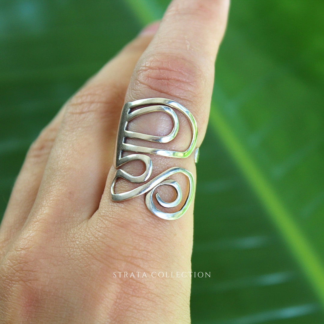 Sterling Silver Abstract Spiral Ring Dainty Wave 925 Rings for Women ...