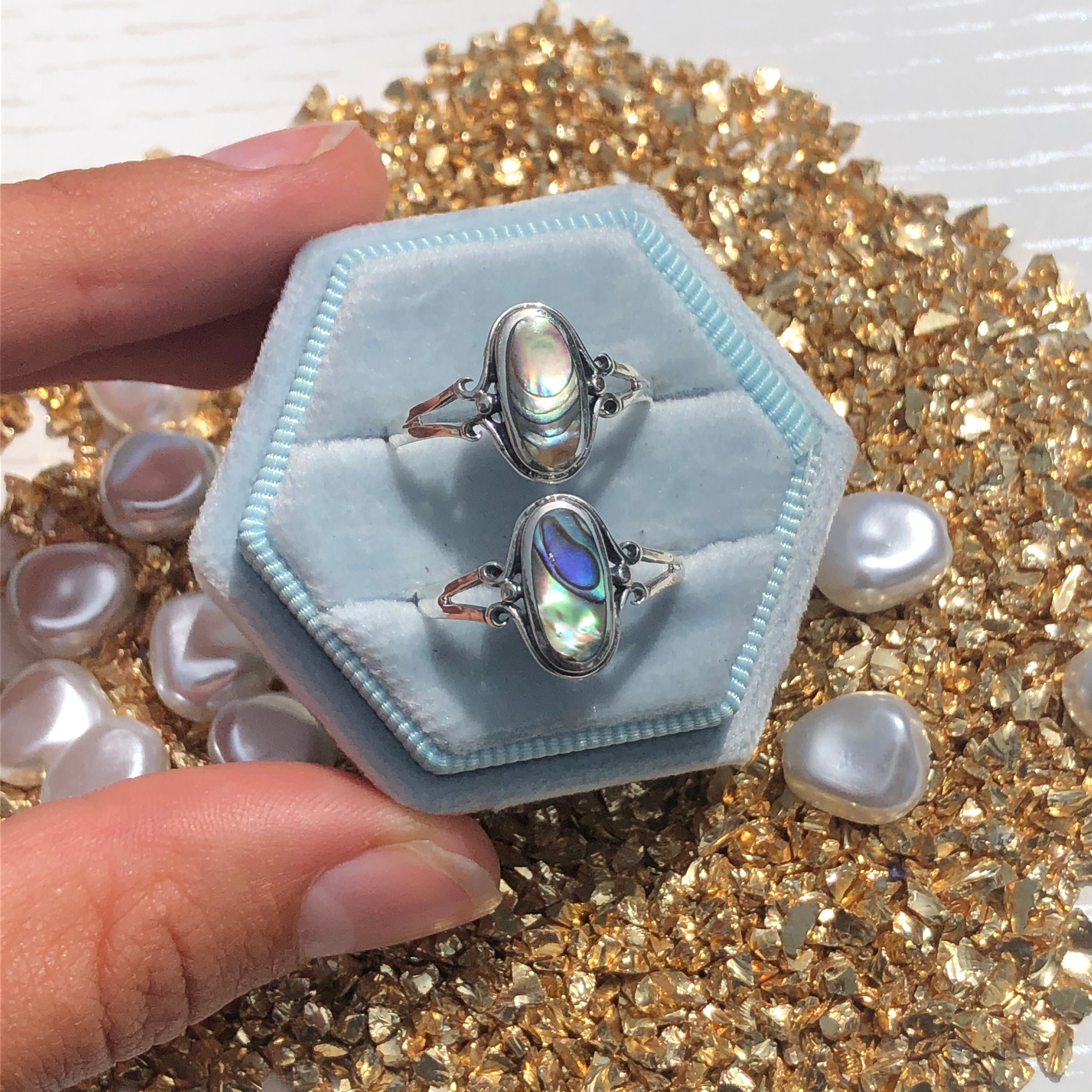 Sterling Silver Abalone Oval Ring Abalone Shell 925 Rings - Etsy UK