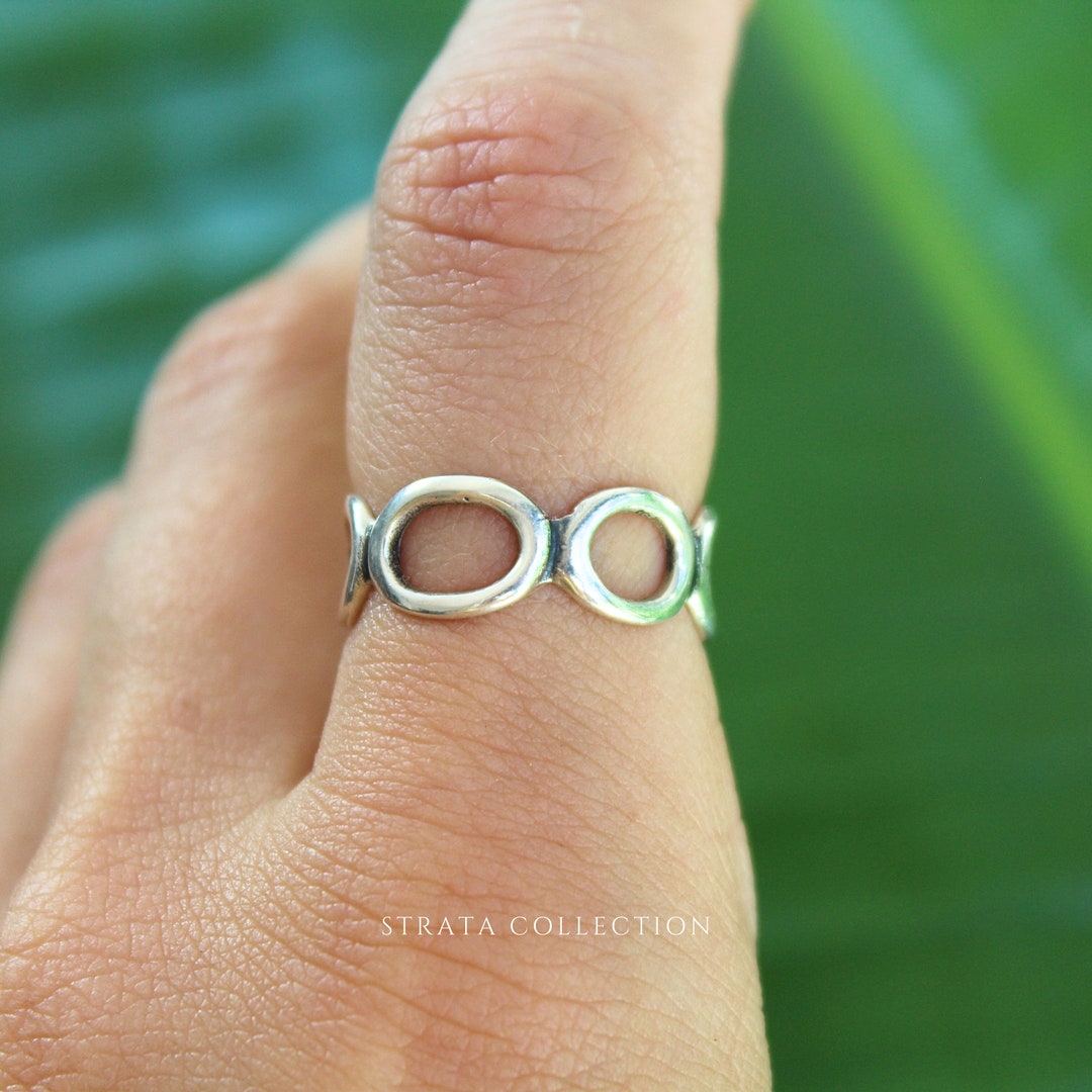 Sterling Silver Blob Cutout Band Ring - Thin Stacking Line Dainty 925 ...