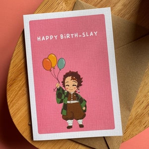 Demon Slayer Birthday Card // Happy Birth-slay Tanjiro Birthday Card ...