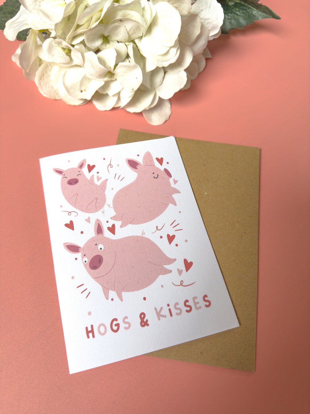 Hogs & Kisses // Valentines Day Card, Kawaii Card, Pigs, Cute Pigs ...