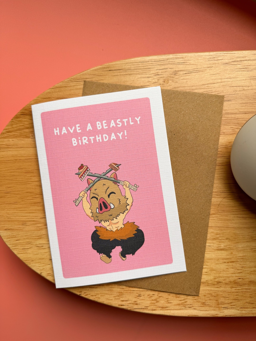 Demon Slayer Birthday Card // Inosuke Hashibira, Kimetsu No Yaiba ...