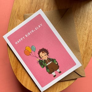 Demon Slayer Birthday Card // Happy Birth-slay Tanjiro Birthday Card ...
