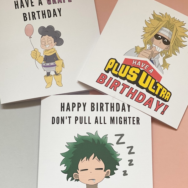 Birthday Card Hero Academia - Etsy