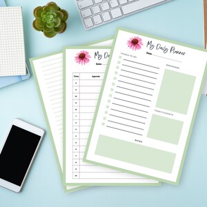 Green Daily Planner Printable, Printable A4 Daily Planner, Agenda Daily ...