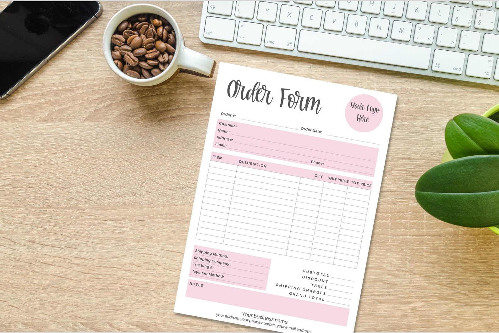 Custom Order Form Template for Canva. Pink Printable Crafters Order ...