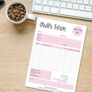 Custom Order Form Template for Canva. Pink Printable Crafters Order ...